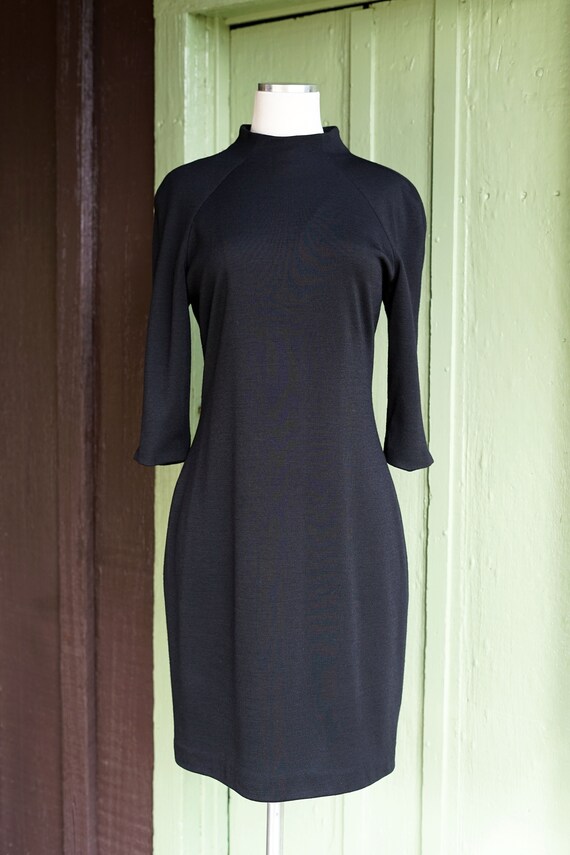 1990s Black Mod Wool Dress // 90s does 60s Futuristic… - Gem