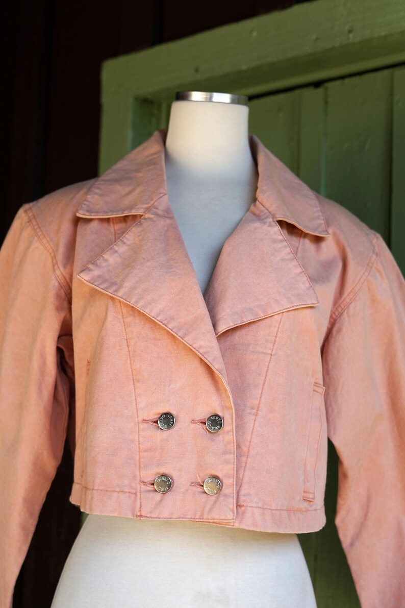 1980s 1990s Dusty Pink Cropped Relaxed Fit Jacket // 80s 90s Cotton ...