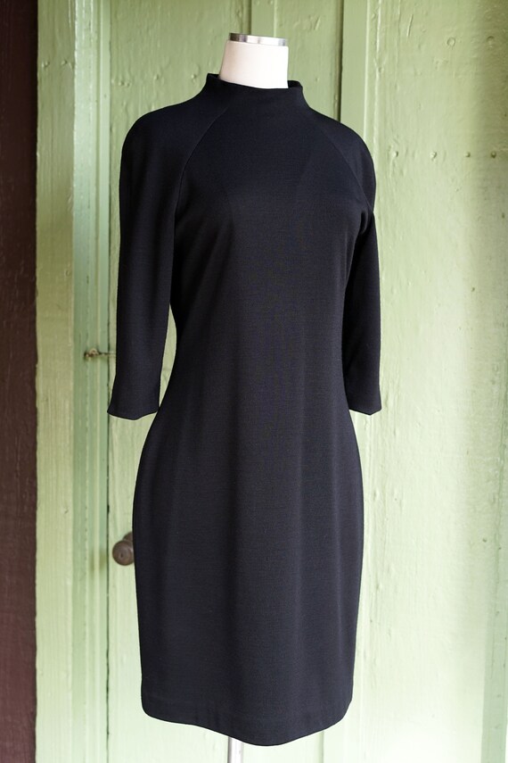 1990s Black Mod Wool Dress // 90s does 60s Futuristic… - Gem