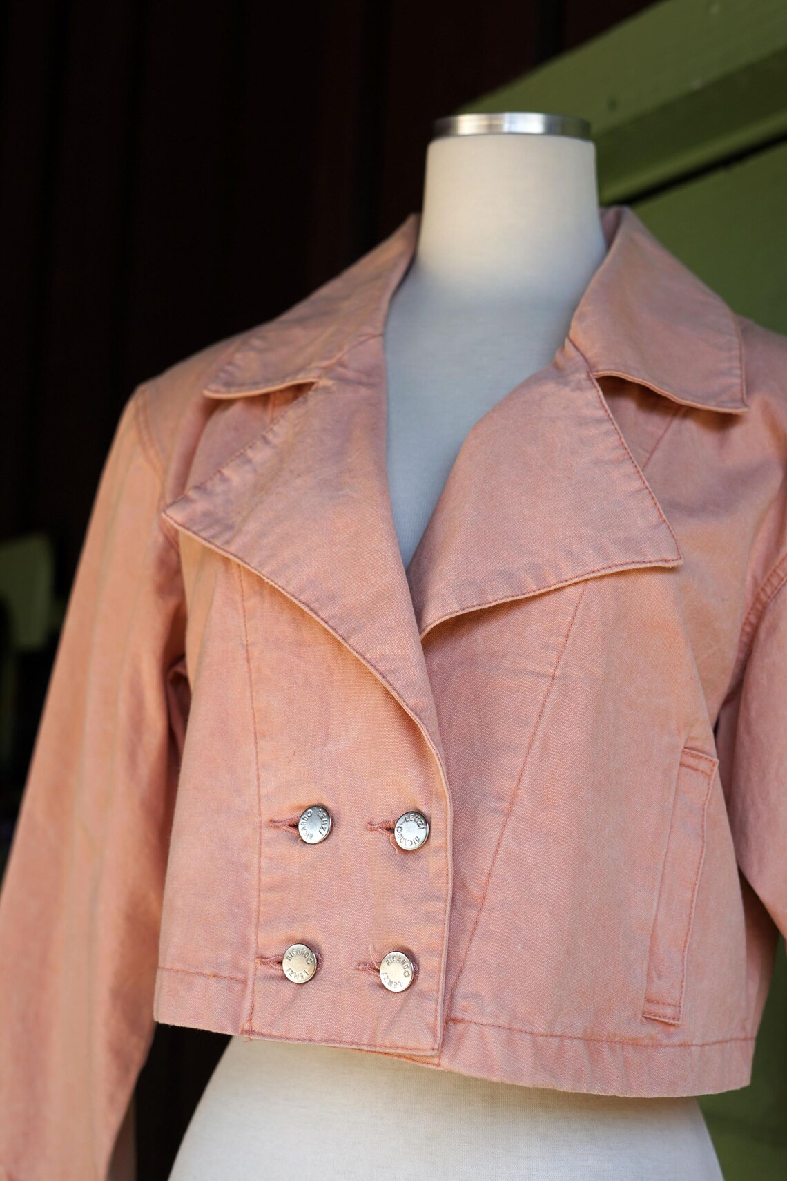 1980s 1990s Dusty Pink Cropped Relaxed Fit Jacket // 80s 90s Cotton ...