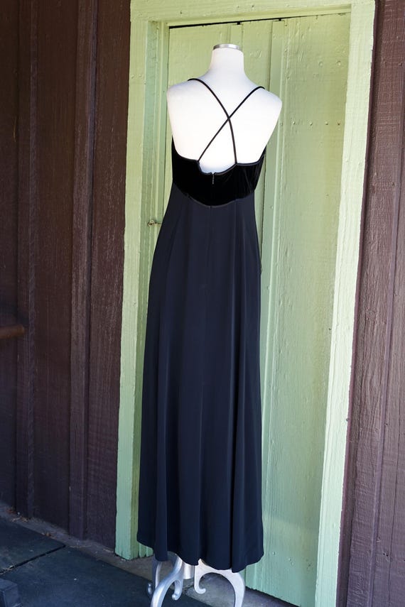 1990s Black Formal Evening Gown with Velvet Bust // 9… - Gem