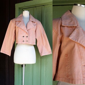 1980s 1990s Dusty Pink Cropped Relaxed Fit Jacket // 80s 90s Cotton ...
