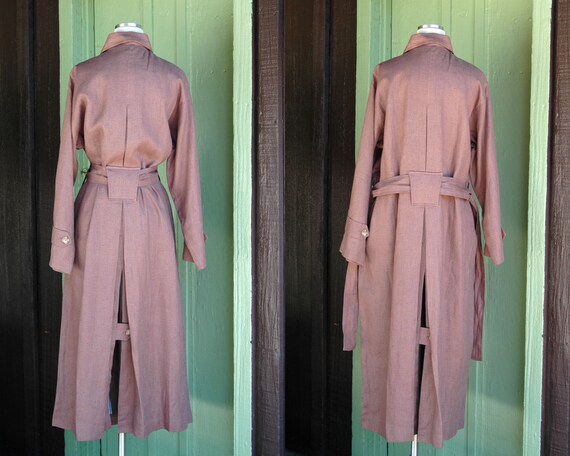 1990s Linen Long Coat // 90s Mocha Oversized Linen Co… - Gem