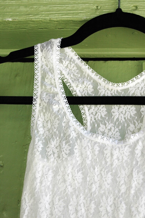 1970s Sheer White Stretch Lace High Cut Bodysuit 7 Gem