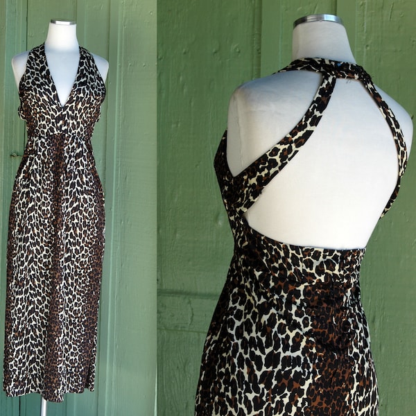 Leopard Print Halter Dress - Etsy