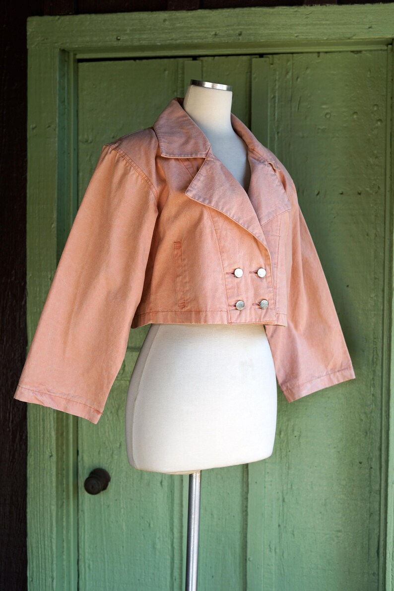 1980s 1990s Dusty Pink Cropped Relaxed Fit Jacket // 80s 90s Cotton ...