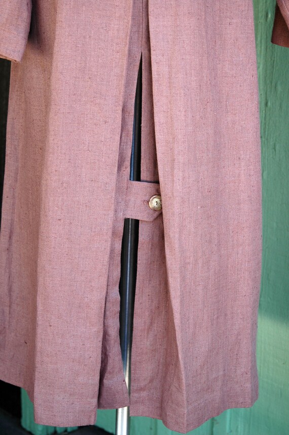 1990s Linen Long Coat // 90s Mocha Oversized Linen Co… - Gem