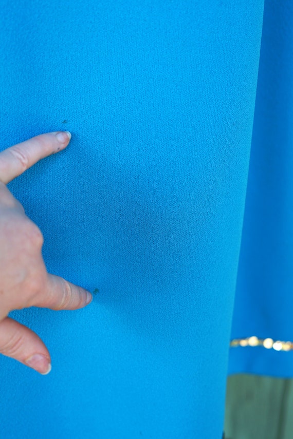 1960s 1970s Turquoise Princess Maxi Dress with Ruffle… - Gem