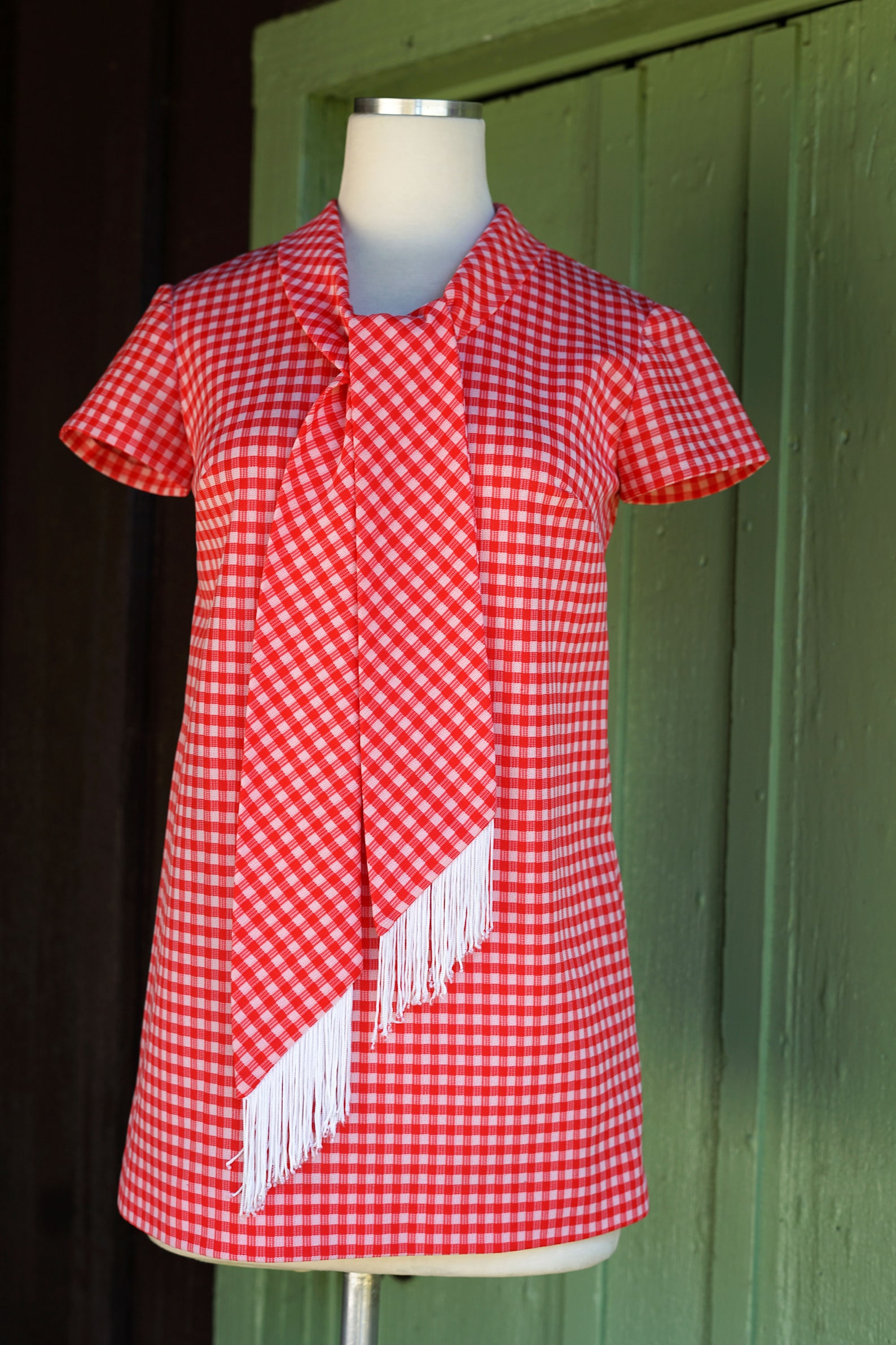 1960s Red and White Checkered Picnic Top // 60s Red White Plaid Checked ...