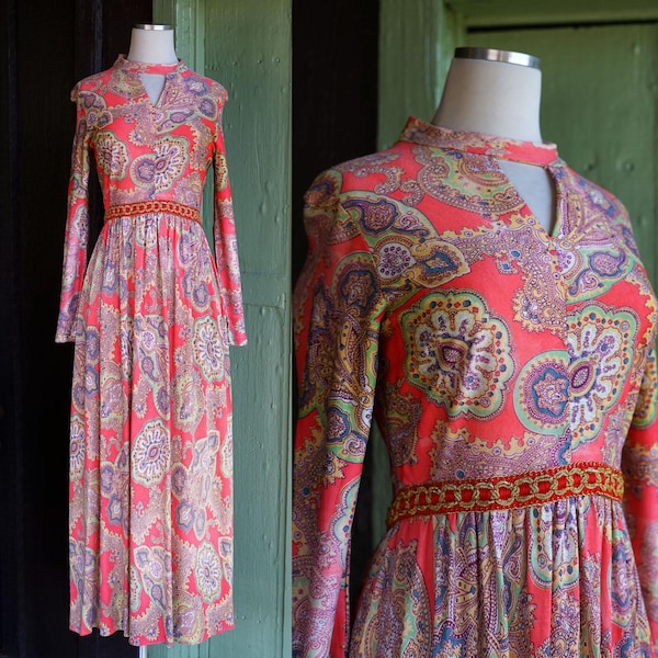 70s Paisley Dress - Etsy