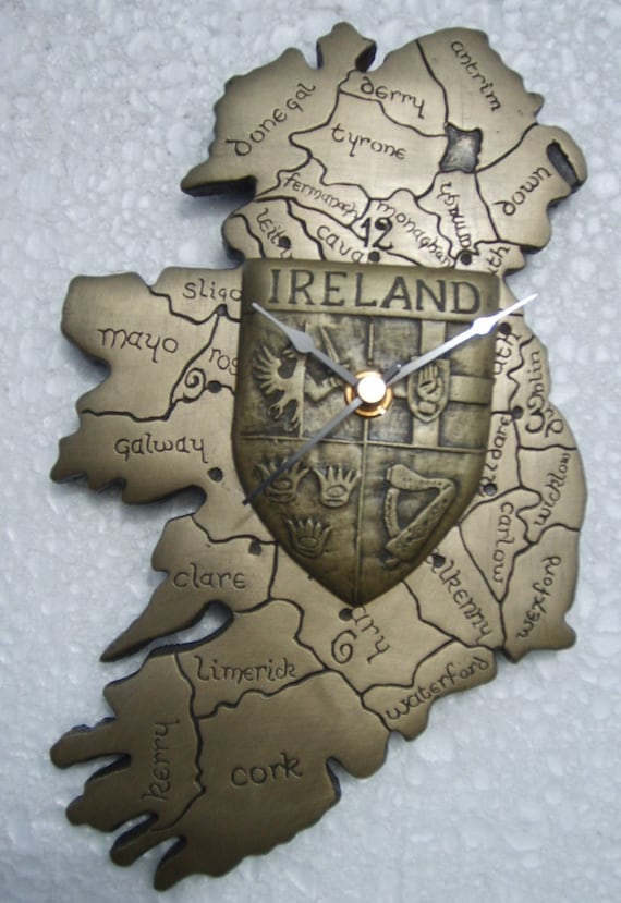 Map of Ireland Wall Clock With Provincial Crest | Etsy UK