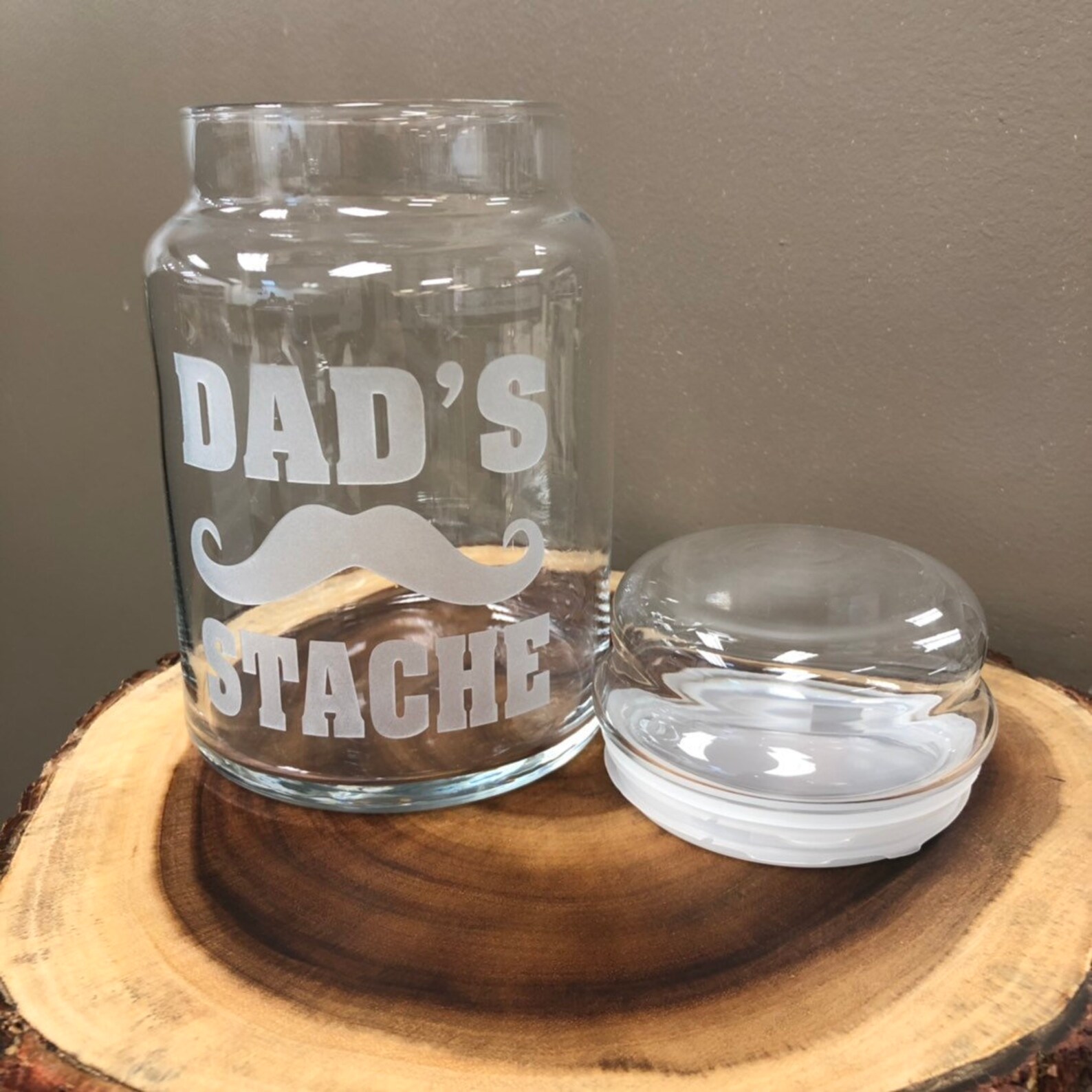 Dad's Stache Etched Treat Jar Cookie Jar Christmas | Etsy