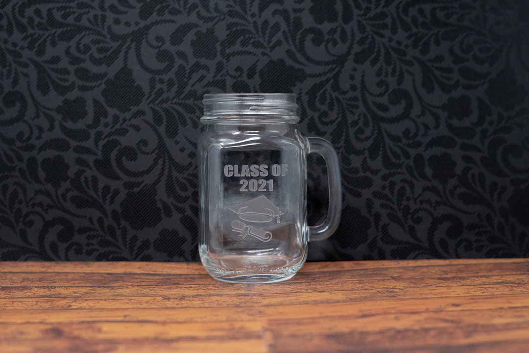 Class of Glass Mason Jar Mug, 2023 Graduate Gifts, Graduation, Etched ...