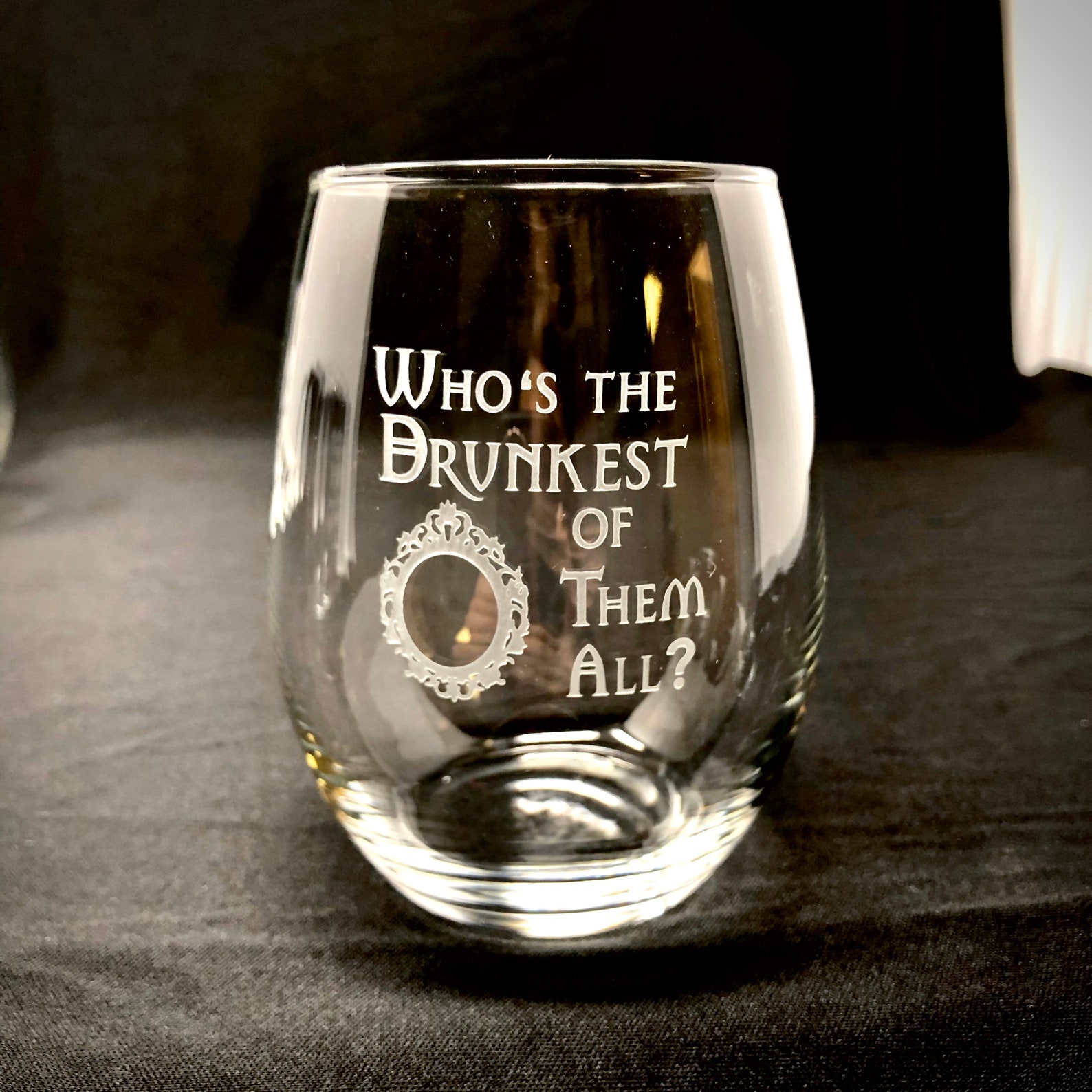 Villains Inspired Etched Stemless Wine Glass: Free Personalization - Etsy