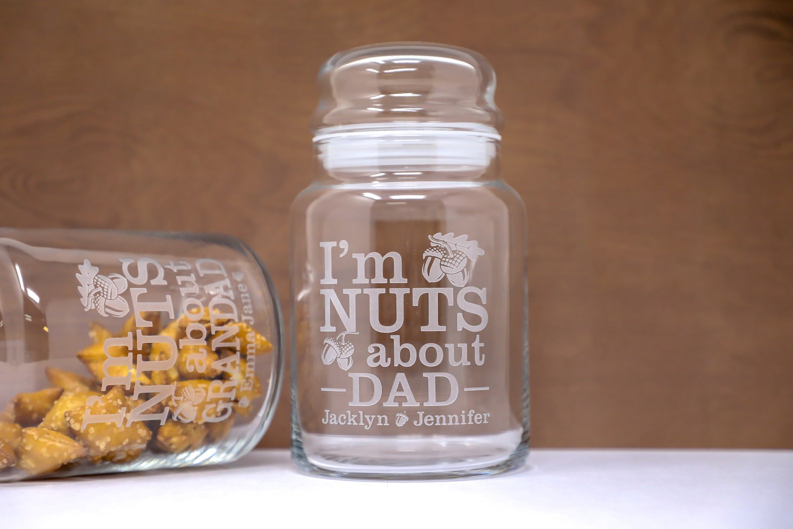 Im Nuts About Dad Etched Treat Jar Father's Day - Etsy