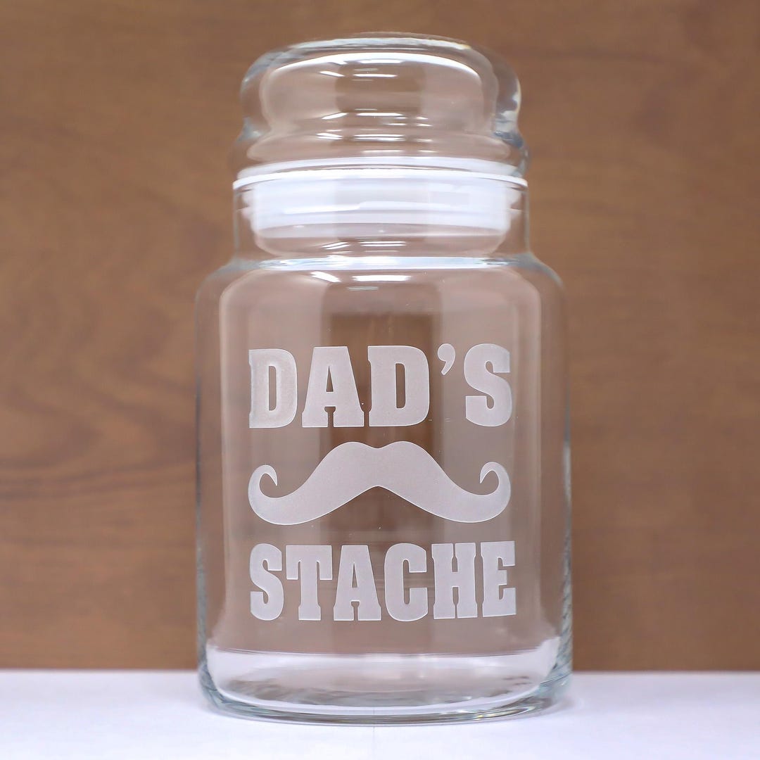 Dad's Stache Mustache Etched Treat Jar, Cookies, Christmas, Father's ...