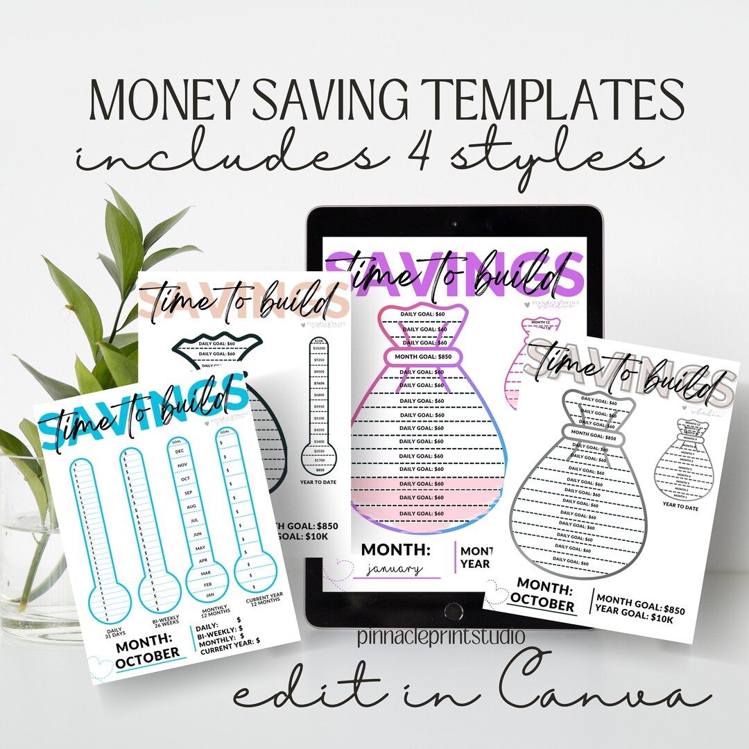 Editable SAVINGS TRACKER Money Goals Template Daily - Etsy