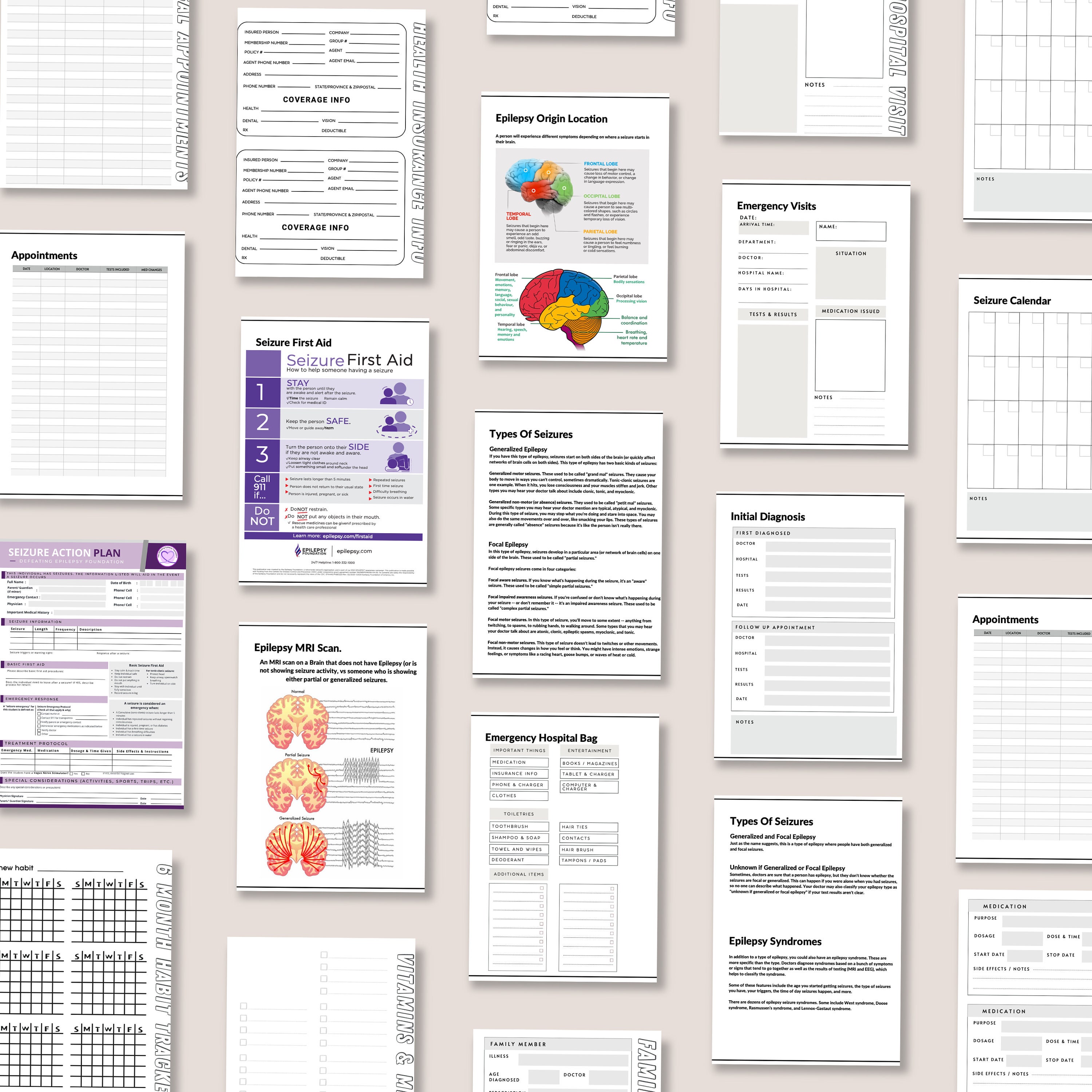 EPILEPSY BINDER Printable Medical Doctor Visits - Etsy