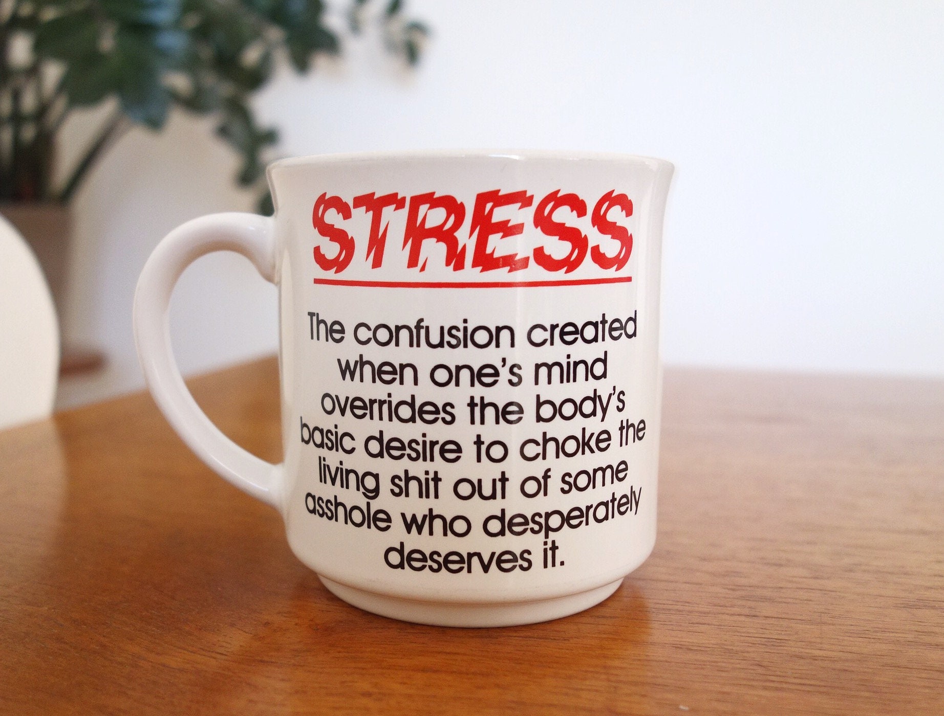 1980s 'Stress' mug Recycled Paper Products Made in | Etsy