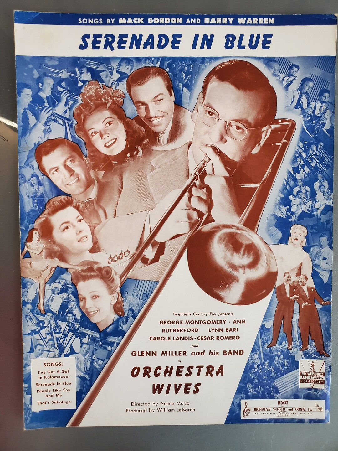 Serenade in Blue, Vintage Sheet Music, "orchestra Wives", Glenn Miller ...