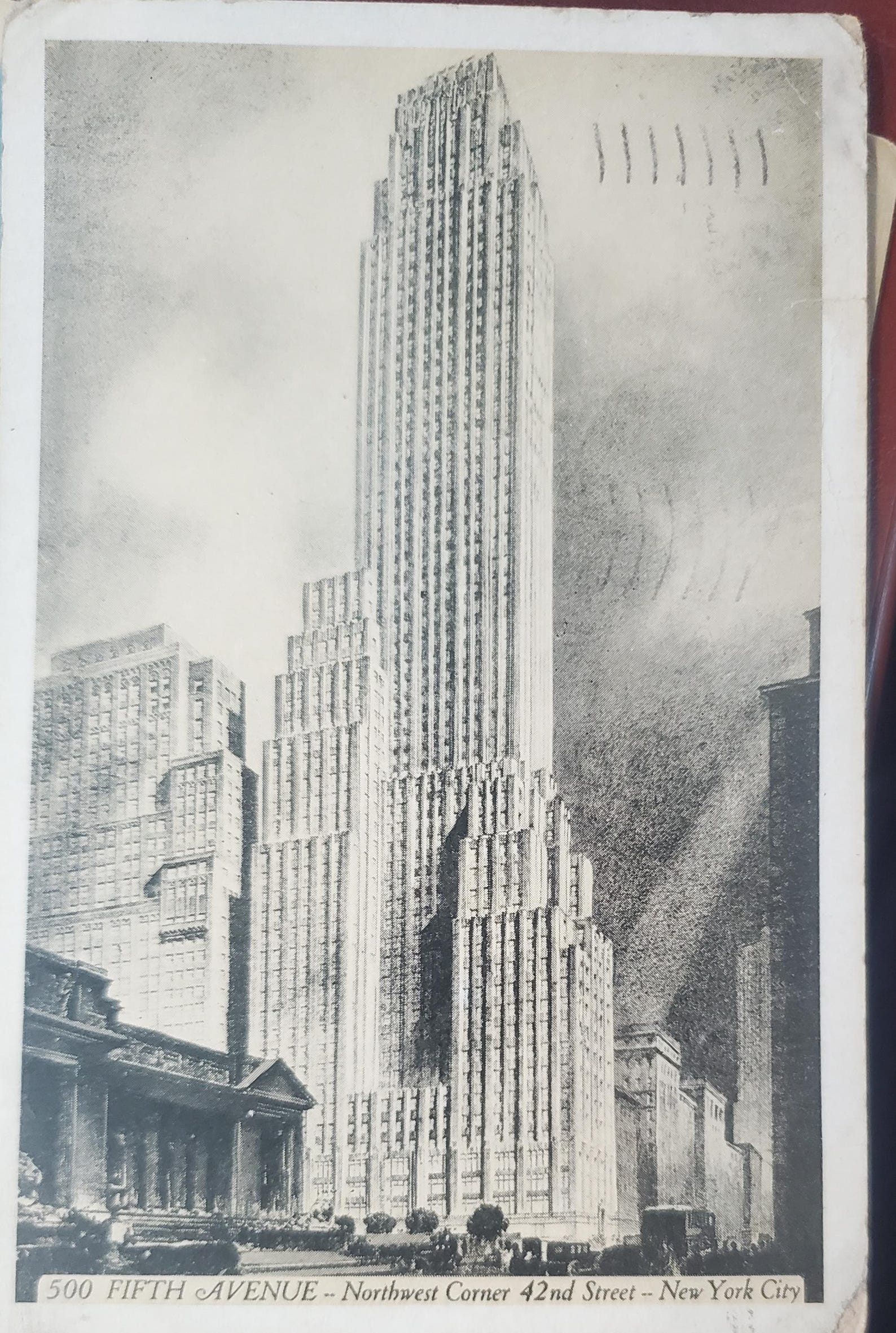 500 Fifth Avenue, New York Skyline, Iconic Architecture, Vintage Black and White Illustrated ...