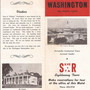 Washington DC Sightseeing Brochures, Bus Tours, Vintage Ephemera ...