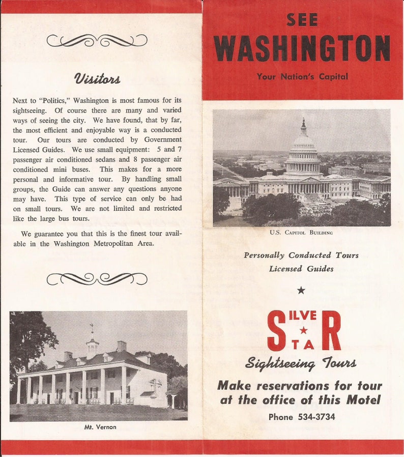 Washington DC Sightseeing Brochures, Bus Tours, Vintage Ephemera ...