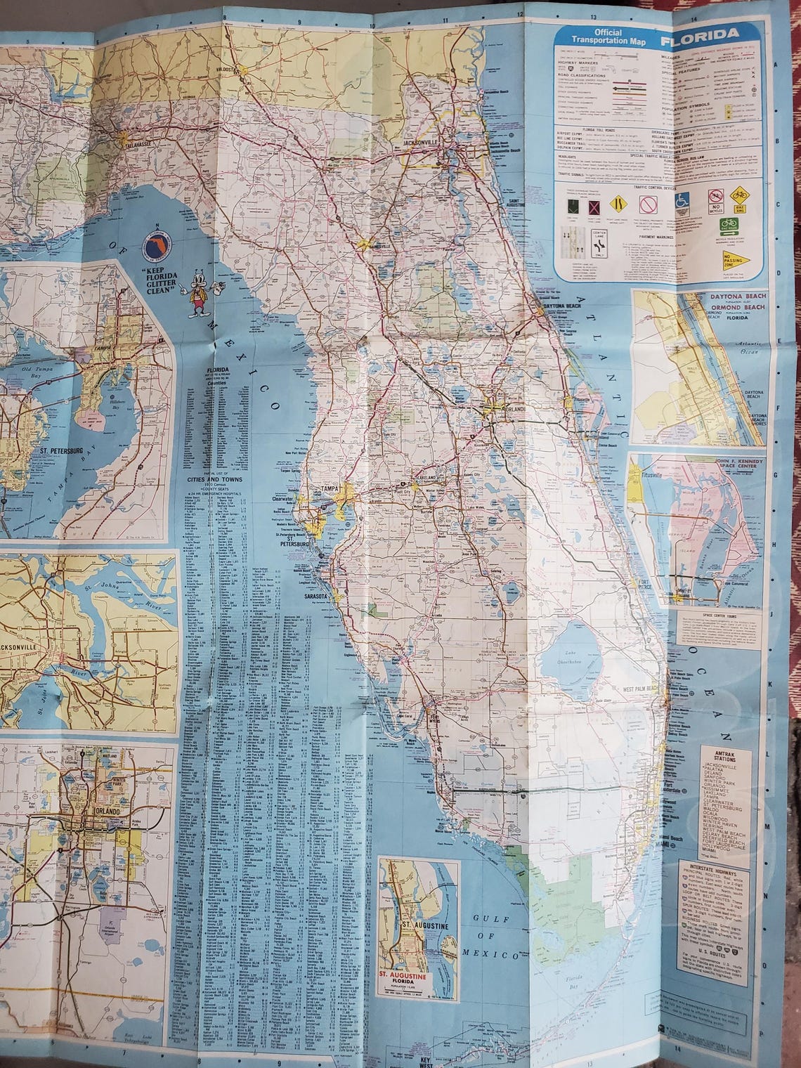 1980 Florida Road Map, Vintage Full Color Foldable Map, Vacation Travel ...