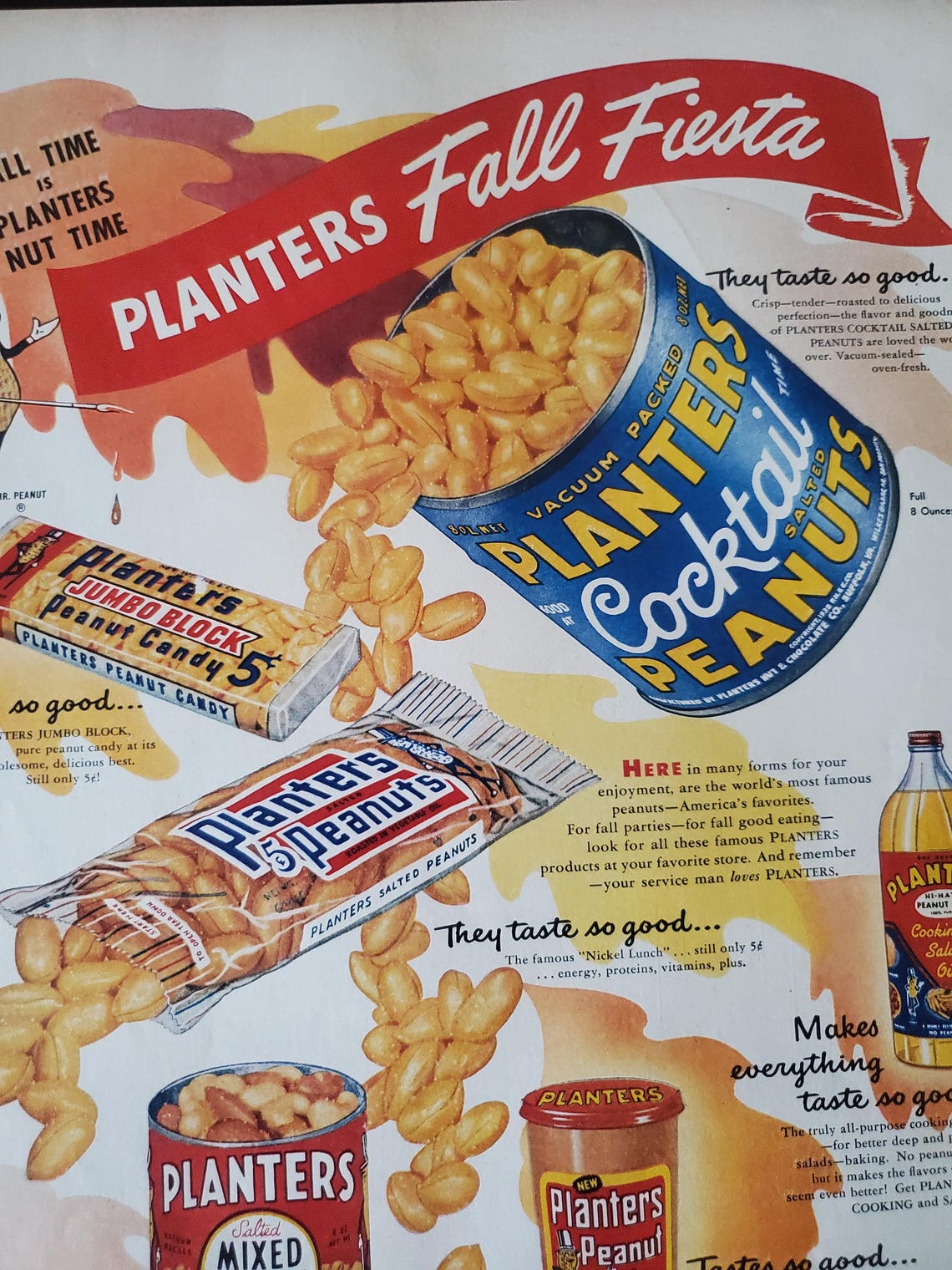 Planters Peanuts Fall Fiesta Vintage Magazine Advertisement With a ...