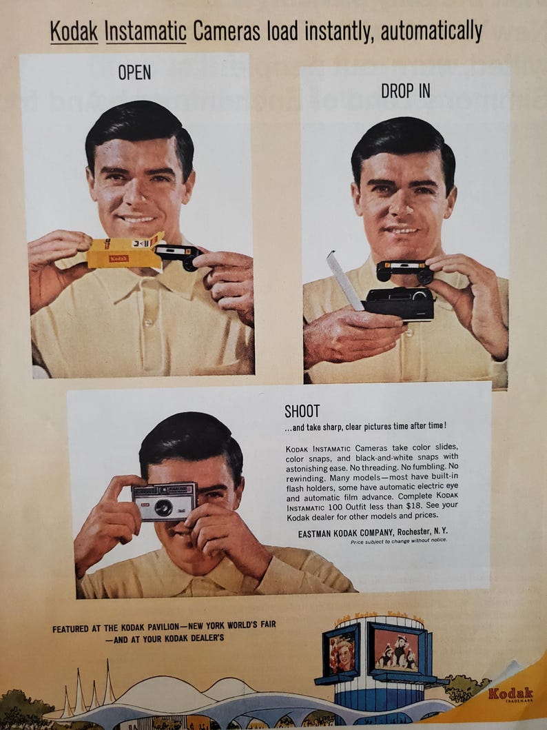 Kodak Camera Advertisements, YOUR CHOICE, Vintage Magazine Ads for Home ...
