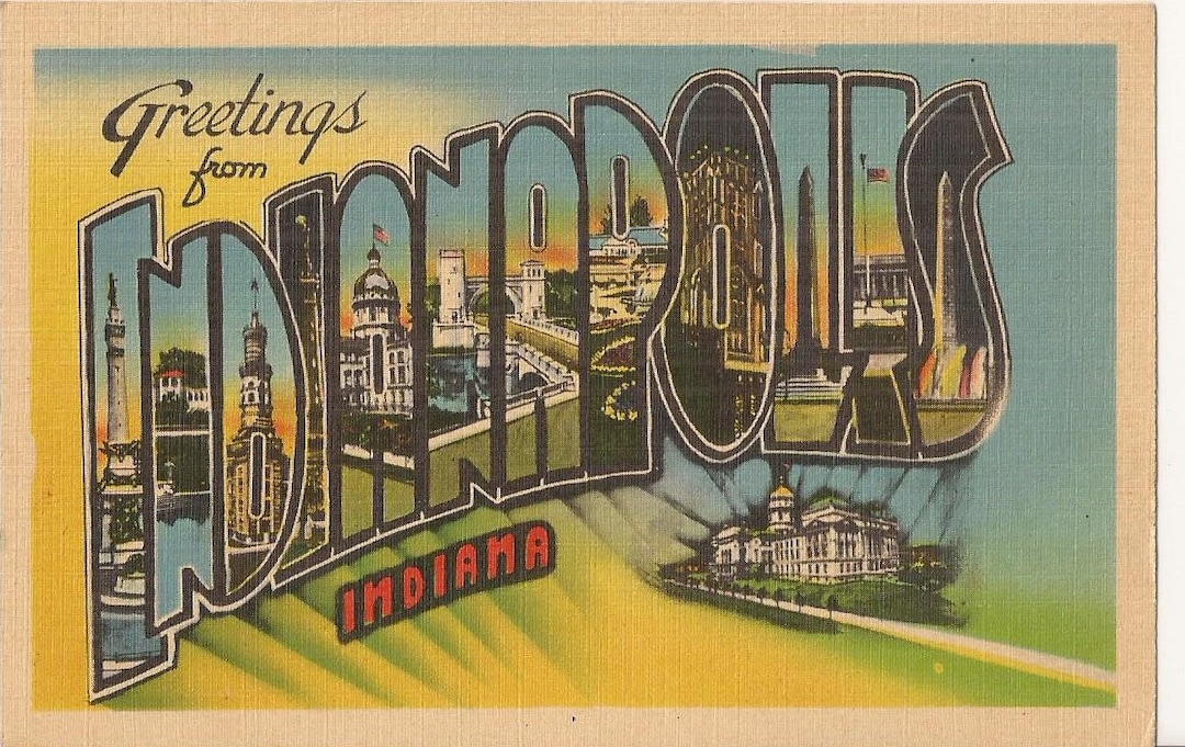 Greetings From Indianapolis, Indiana, Vintage Postcard, Classic Linen ...