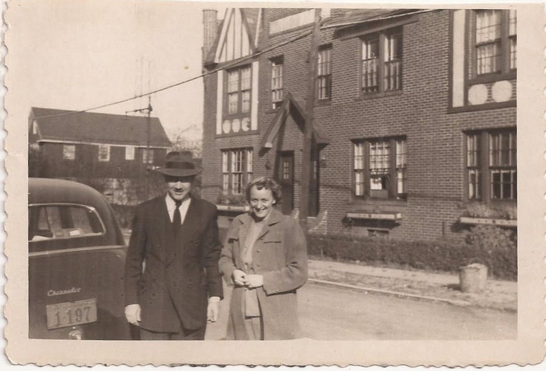 Proud Couple by Their Cool Chevy on a City Street, Vintage Photograph ...