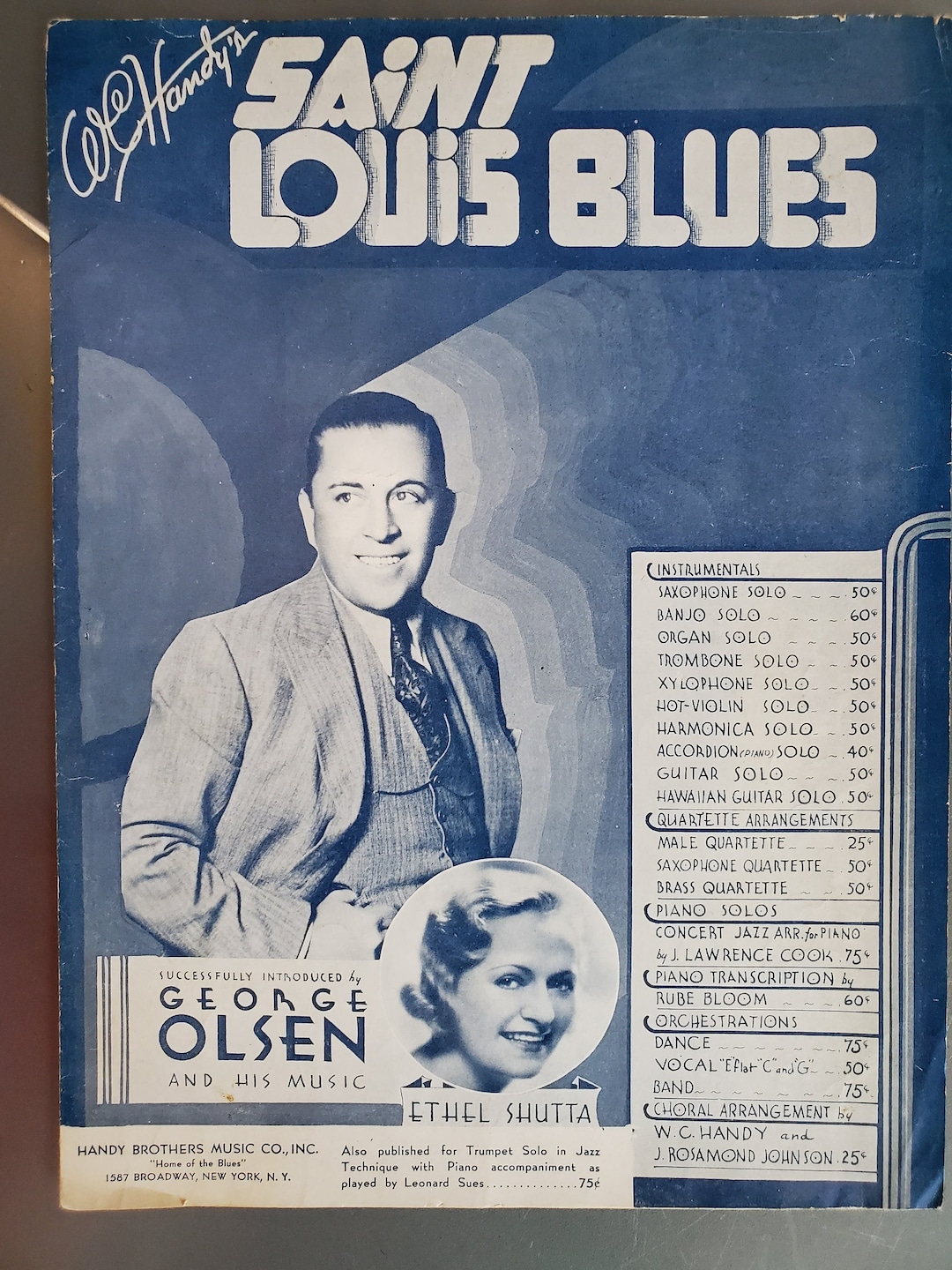 St. Louis Blues, Vintage Sheet Music, 1914, Fun Funky Blue and White ...
