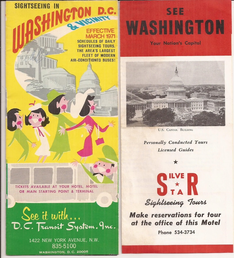 Washington DC Sightseeing Brochures, Bus Tours, Vintage Ephemera ...