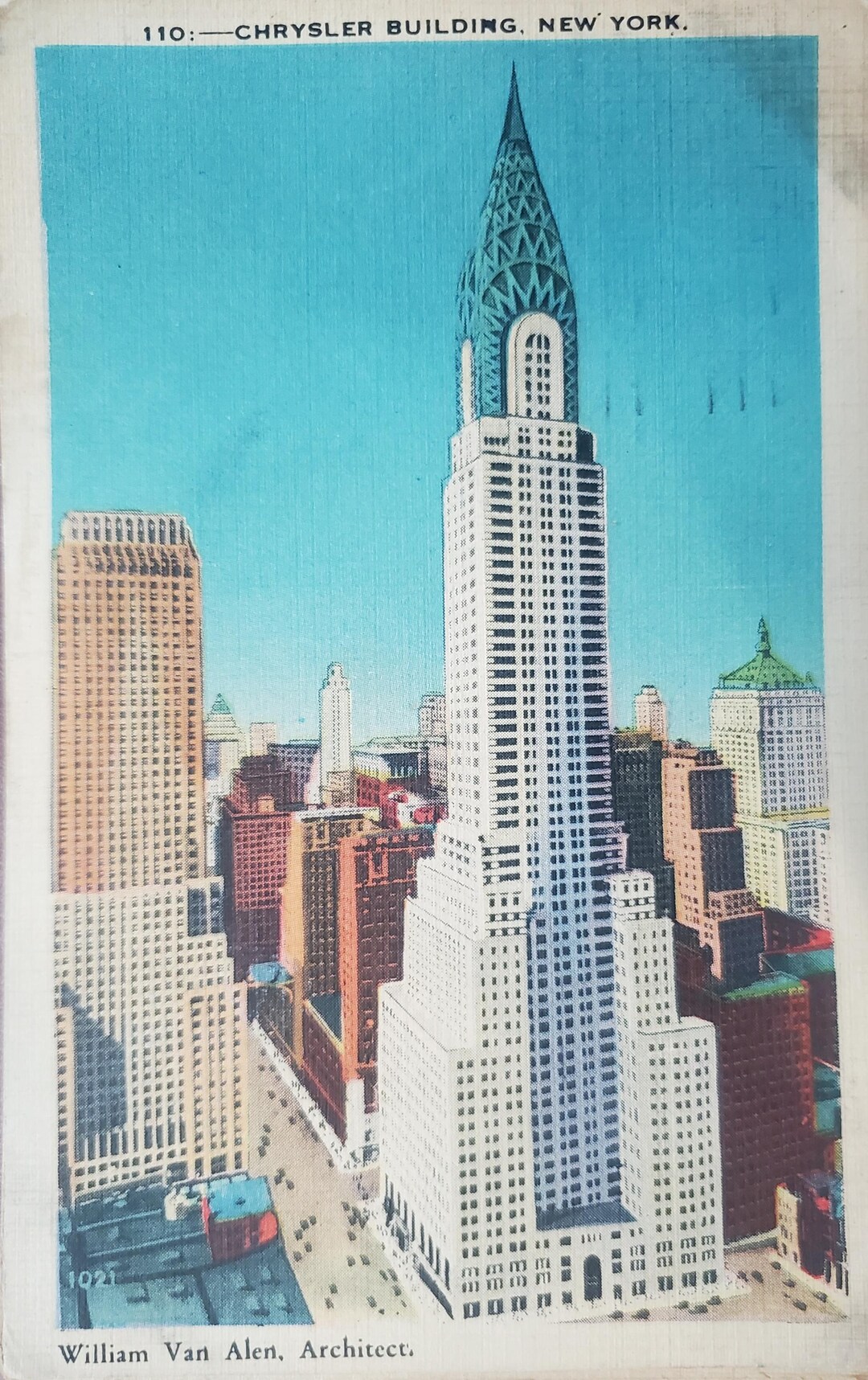 Chrysler Building New York, Vintage Color Illustrated Postcard, 1940's ...