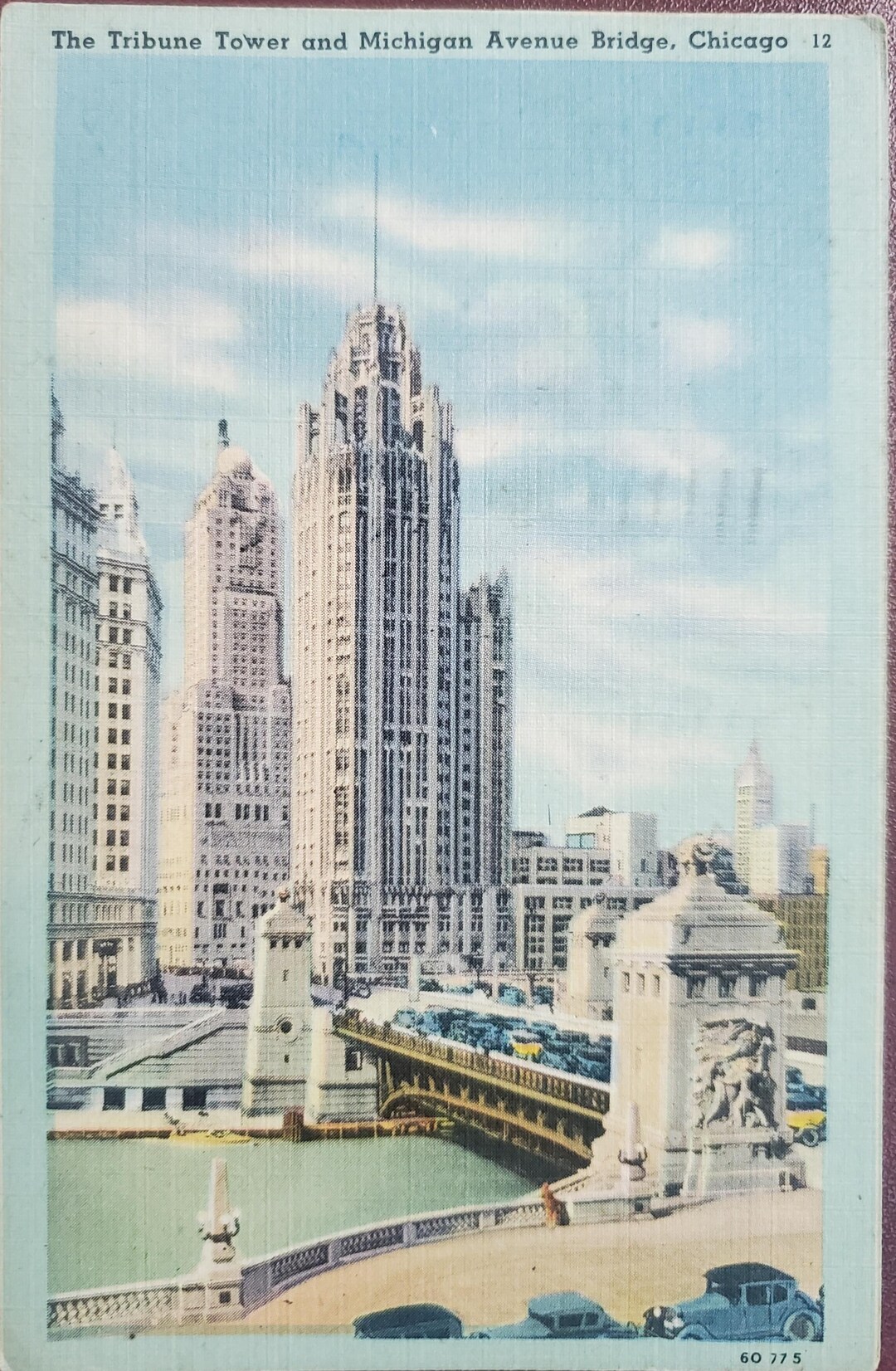 Tribune Tower, Michigan Avenue Bridge, Chicago Illinois, Vintage Color ...