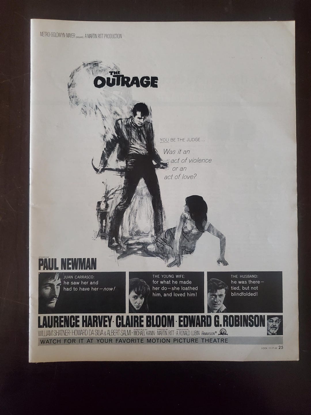 The Outrage, MGM Movie Magazine Ad, Vintage Magazine Advertisement ...