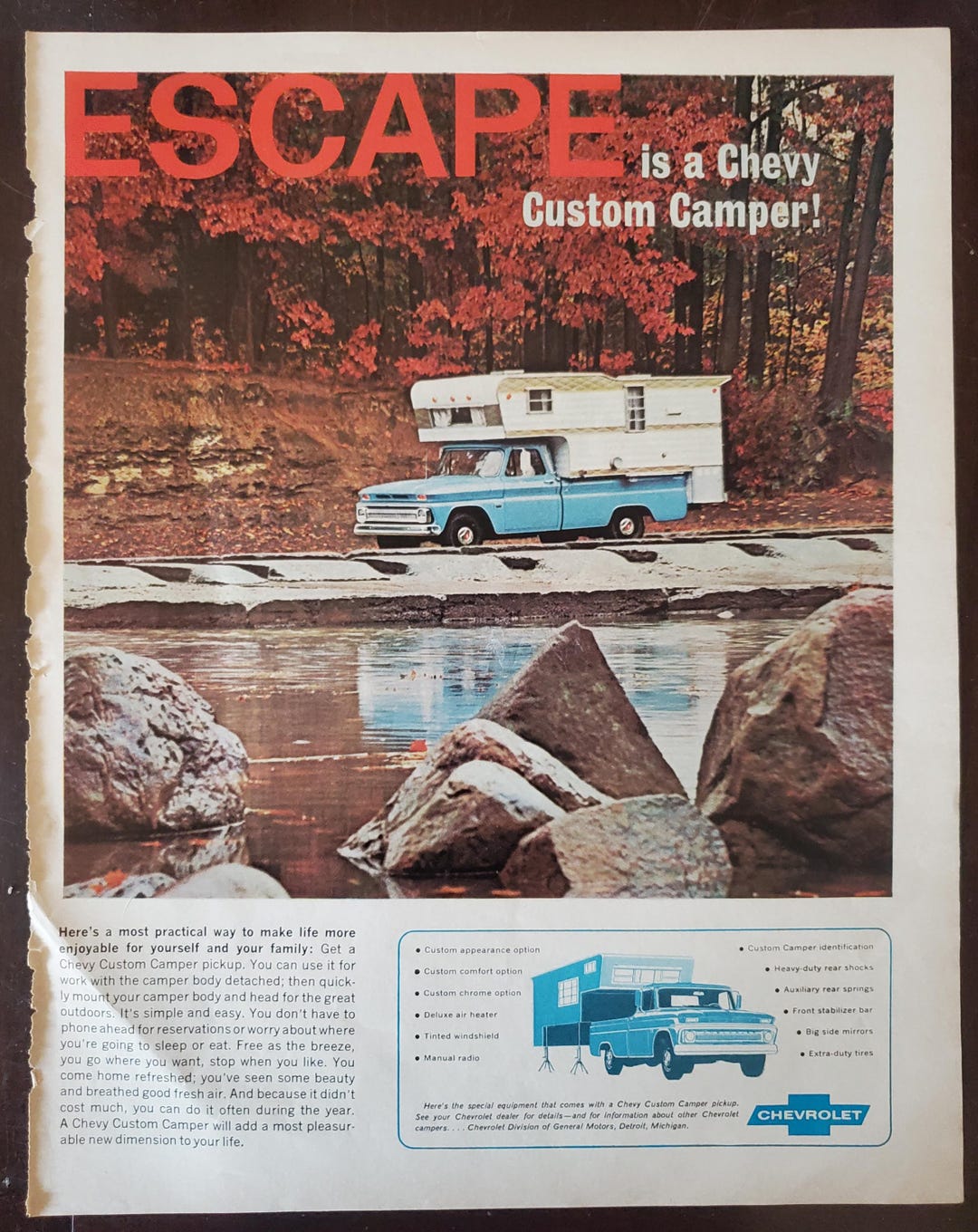 1960s Chevy Escape Camper Original Magazine Car Advertisement, Vintage ...