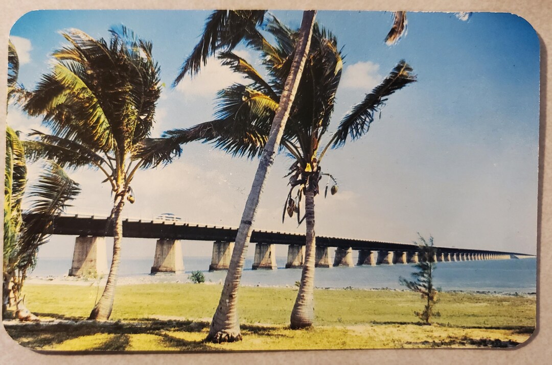 Overseas Highway Bridge, Key West Florida, Vintage Color Photo Postcard ...