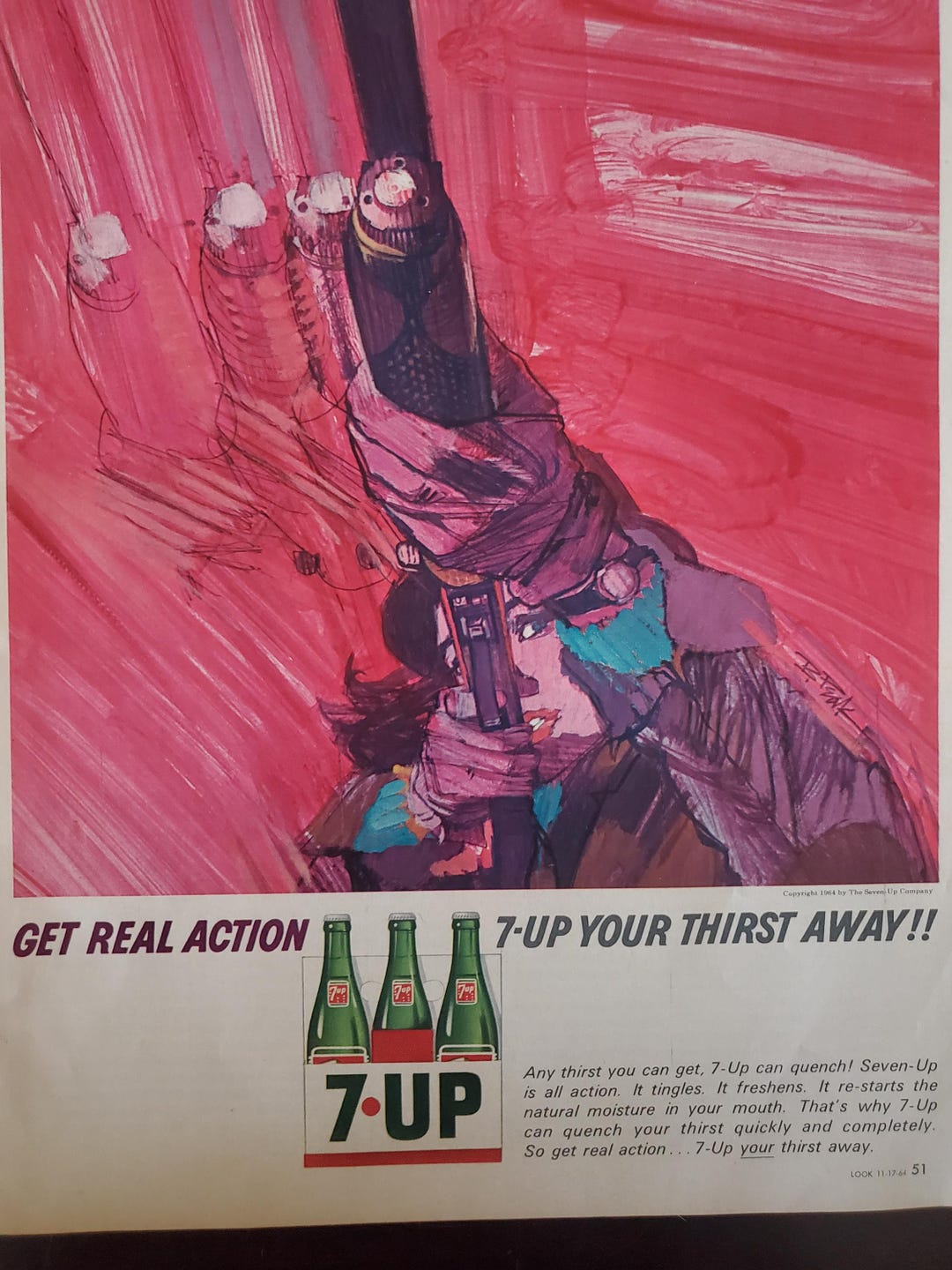 7-UP, Get Real Action Vintage Magazine Ad, Odd and Obscure Soft Drink ...