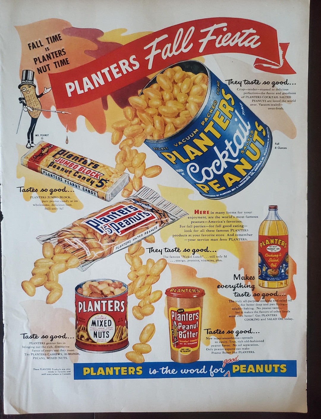 Planters Peanuts Fall Fiesta Vintage Magazine Advertisement With a ...