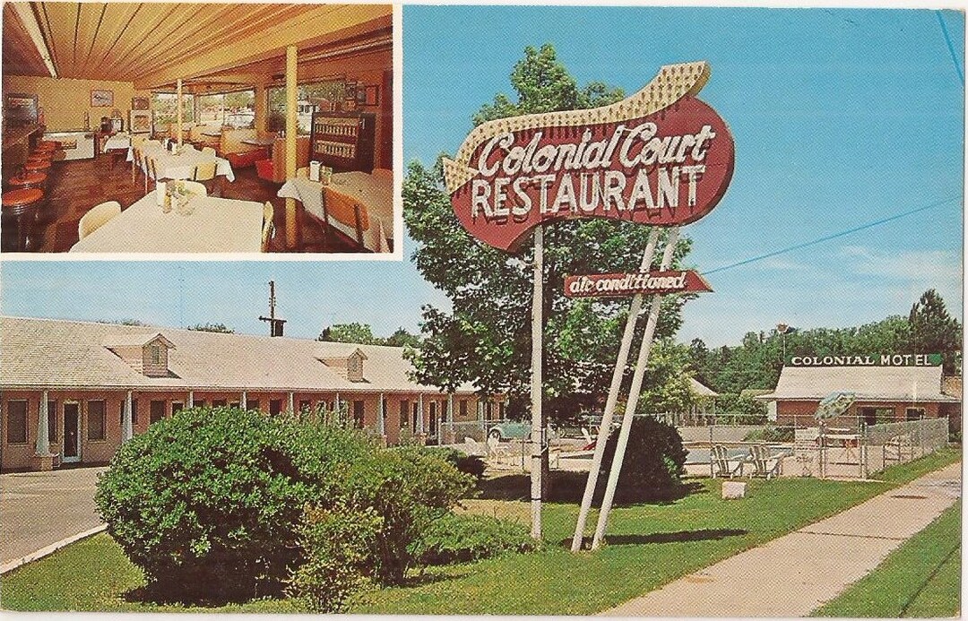 Colonial Court Motel and Restaurant, Vintage Picture Postcard, Travel ...