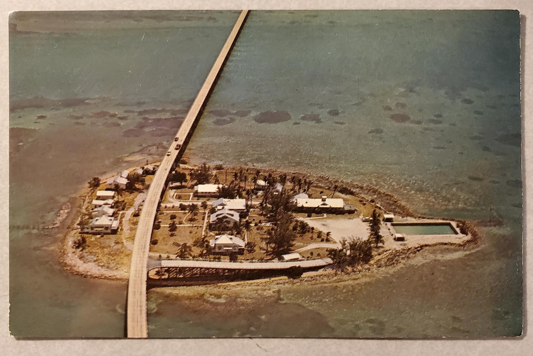 Pigeon Key, Key West Florida, Vintage Color Photo Postcard, Aerial View ...