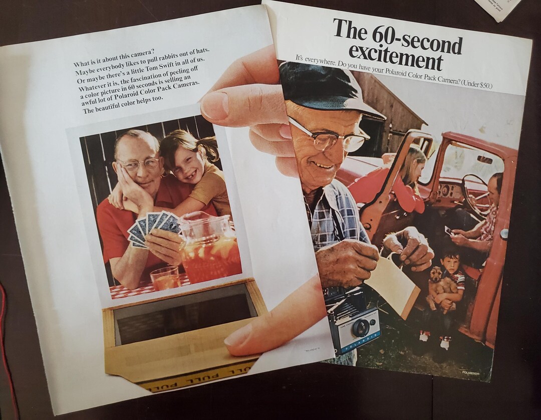 Polaroid Camera Advertisements, Set of Two Full Color Ads, Vintage ...