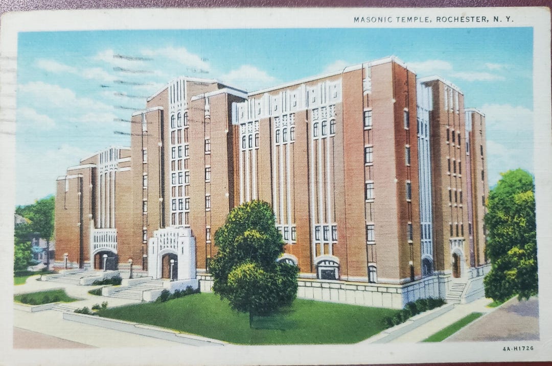 Masonic Temple, Rochester New York, Vintage Color Illustrated Postcard ...