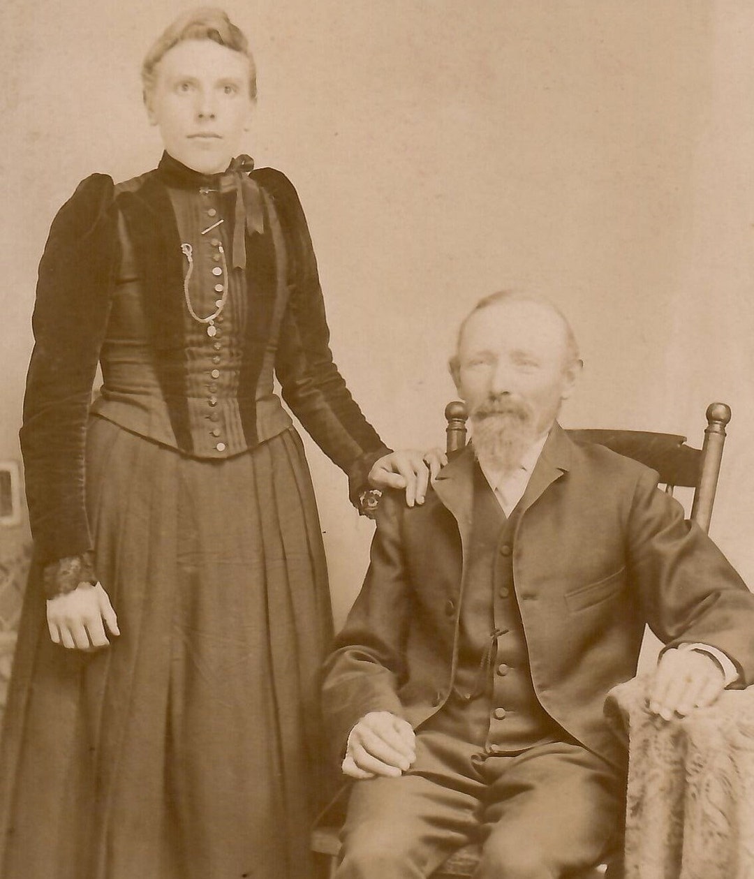 Husband and Wife Team in Mathieu Cabinet Card Photograph, Watertown ...