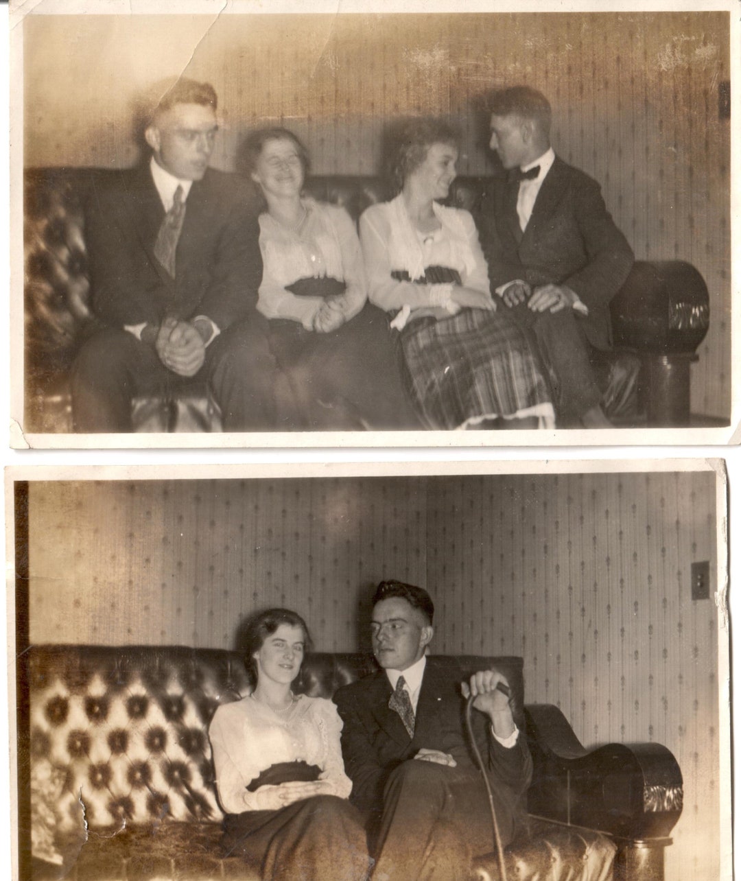 Haunting Sepia Colored Photos of a Cute Couple and Four People on Large ...