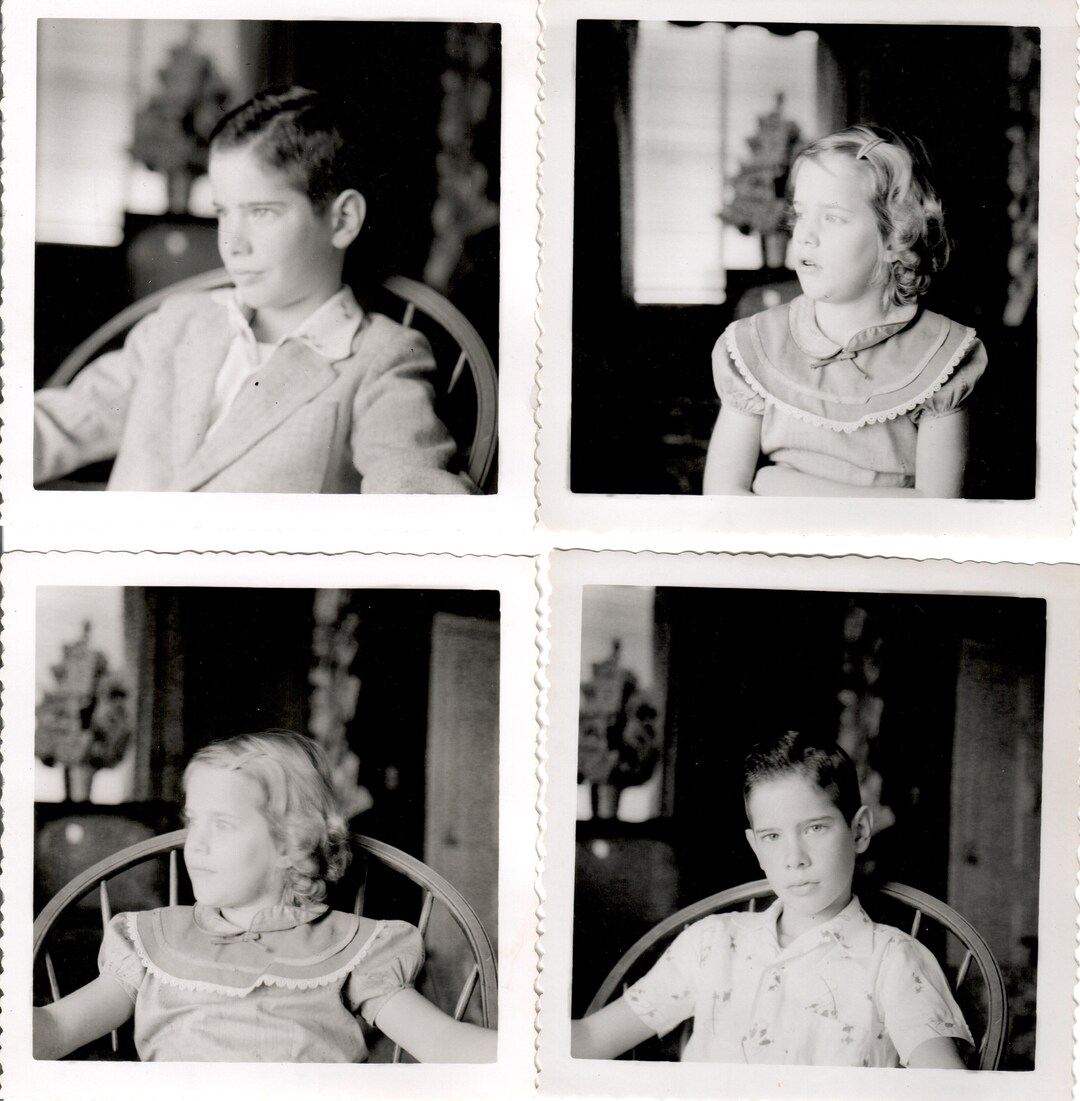 Portraits of Charlie and Lil Sis, Set of Four Images, Vintage Black and ...