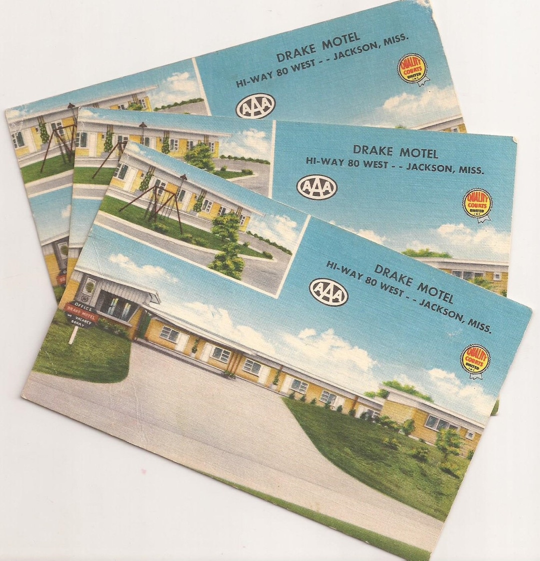 Drake Motel Postcard Set, Three Linen Postcards of the Drake Hotel ...