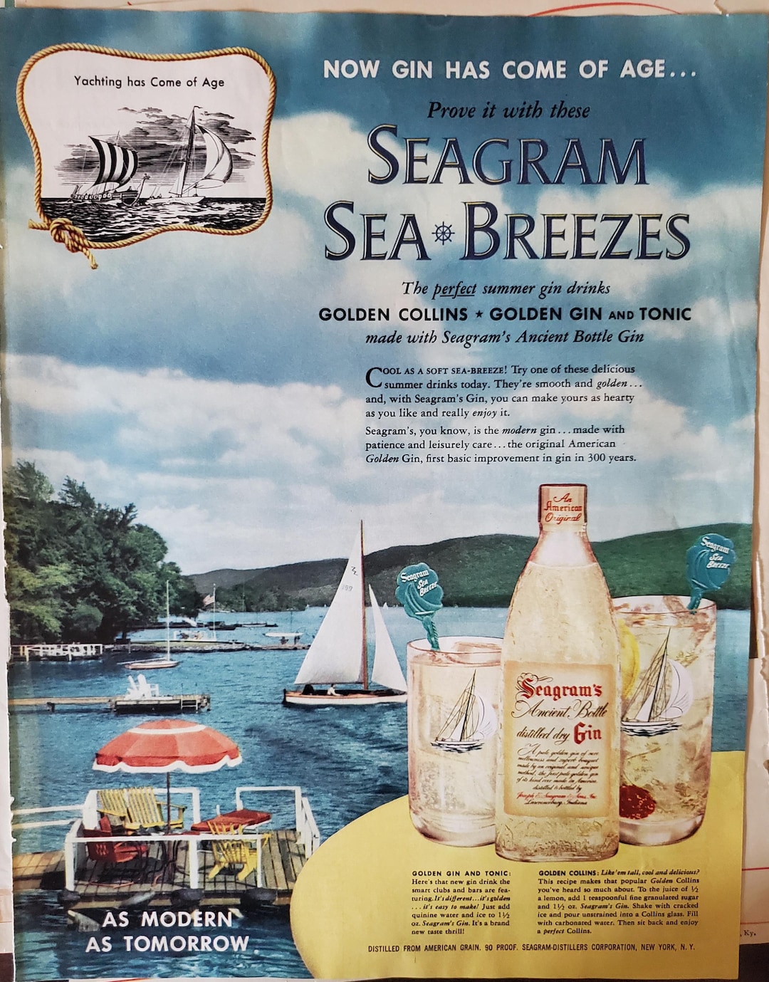 Seagram Sea Breeze Vintage Magazine Advertisement, Sailing, Yachting ...